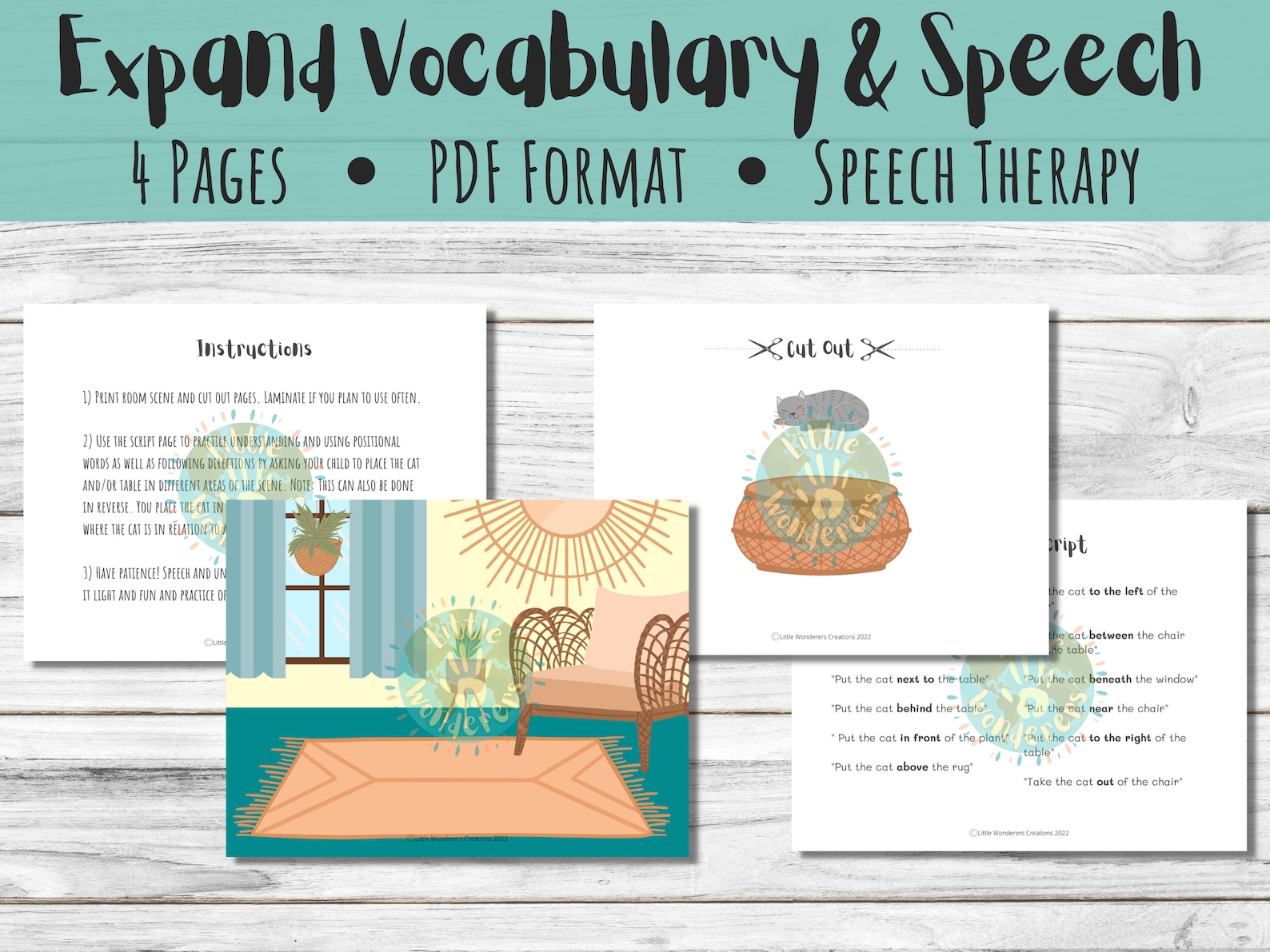 Positional Words Speech Practice Mat - Speech Therapy, Expressive ...