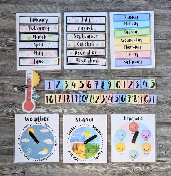 Rainbow Circle Time Wall Calendar Bundle Printable With - Etsy