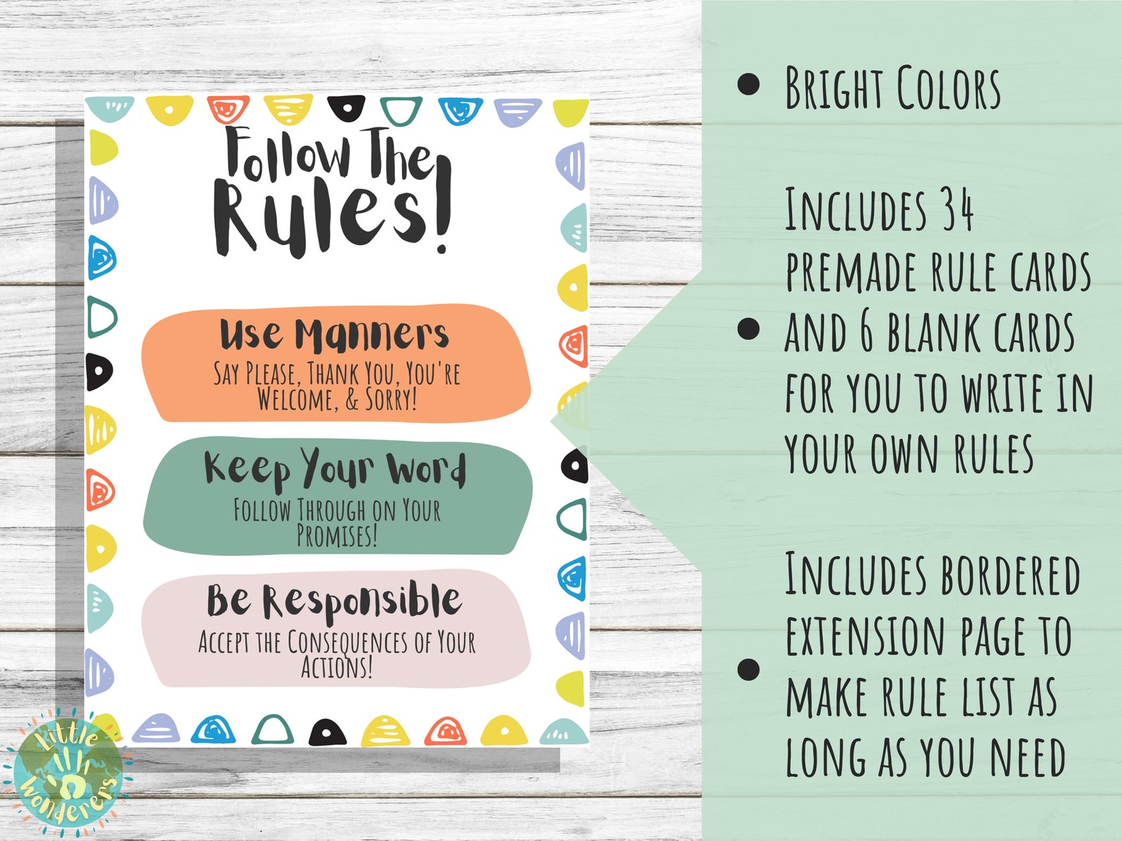 Rule Poster With Removable Rule Cards - Classroom, Homeschool ...