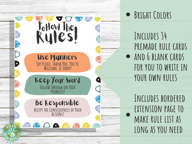 Rule Poster With Removable Rule Cards - Classroom, Homeschool ...