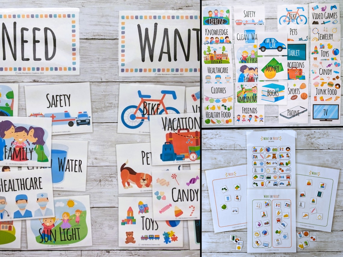 Need Vs Want Classroom White Board Sorting Activity Social Emotional ...
