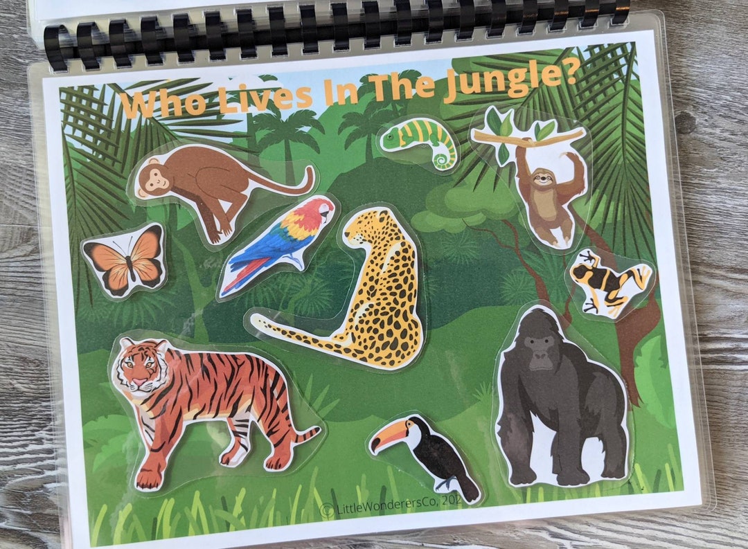 Jungle Habitat Busy Book Activity Page Printable - Habitat, Animals ...
