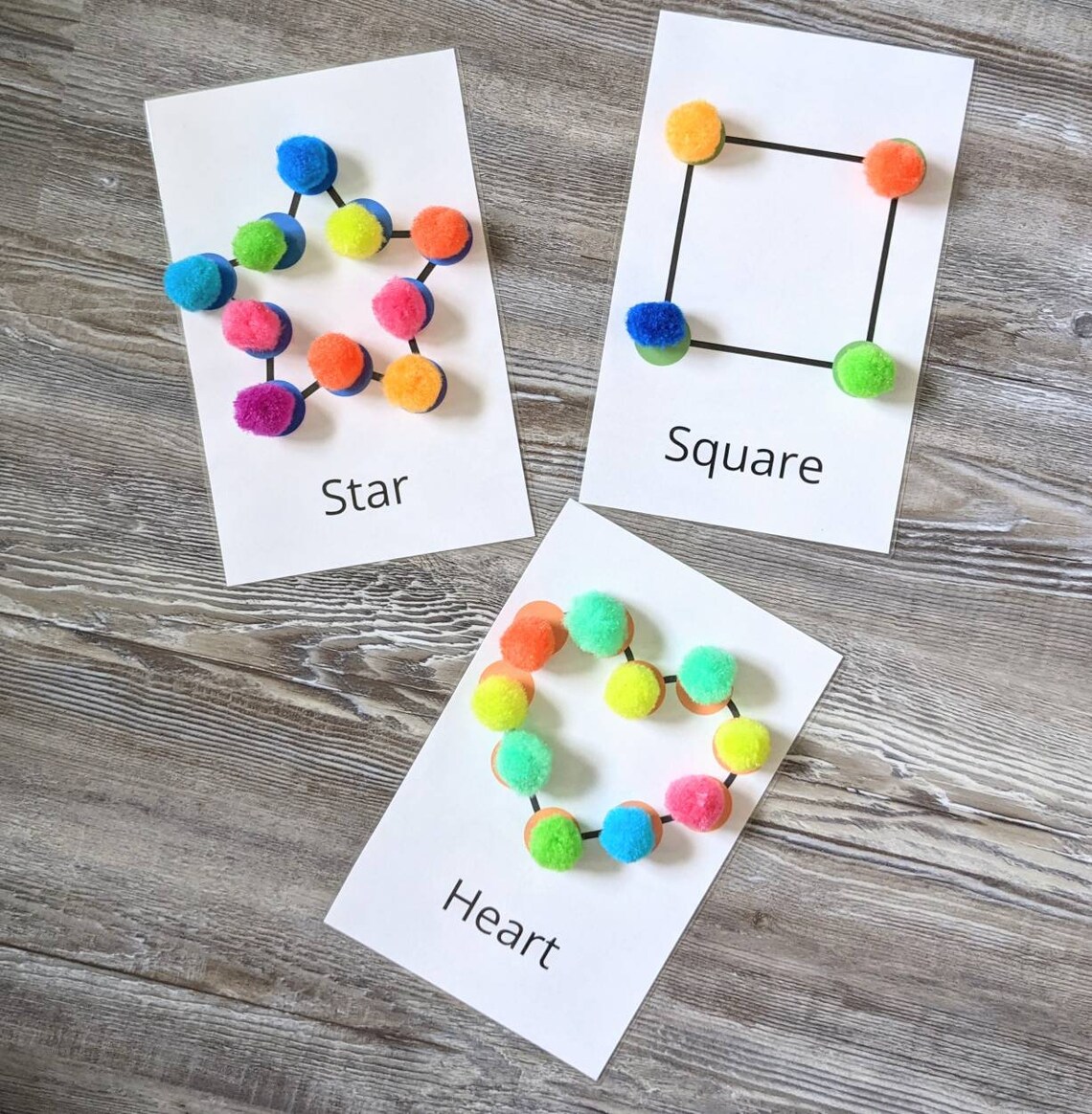 Shape Pom Pom Mats Printable Playdoh Preschool Shapes - Etsy