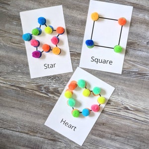Shape Pom Pom Mats Printable - Playdoh, Preschool Shapes, Toddler ...