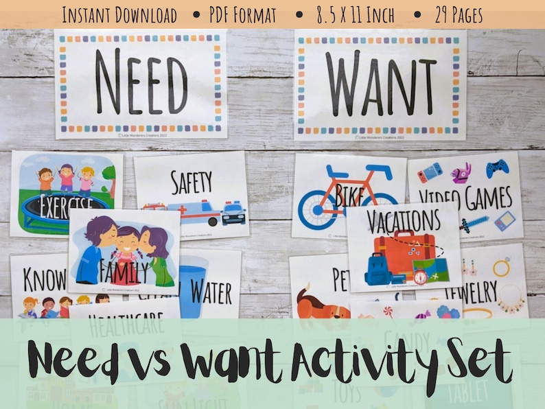 Need Vs Want Classroom White Board Sorting Activity | Social Emotional ...