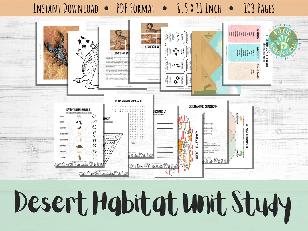 Desert Habitat Unit Study Activity Bundle - Homeschool Printable ...