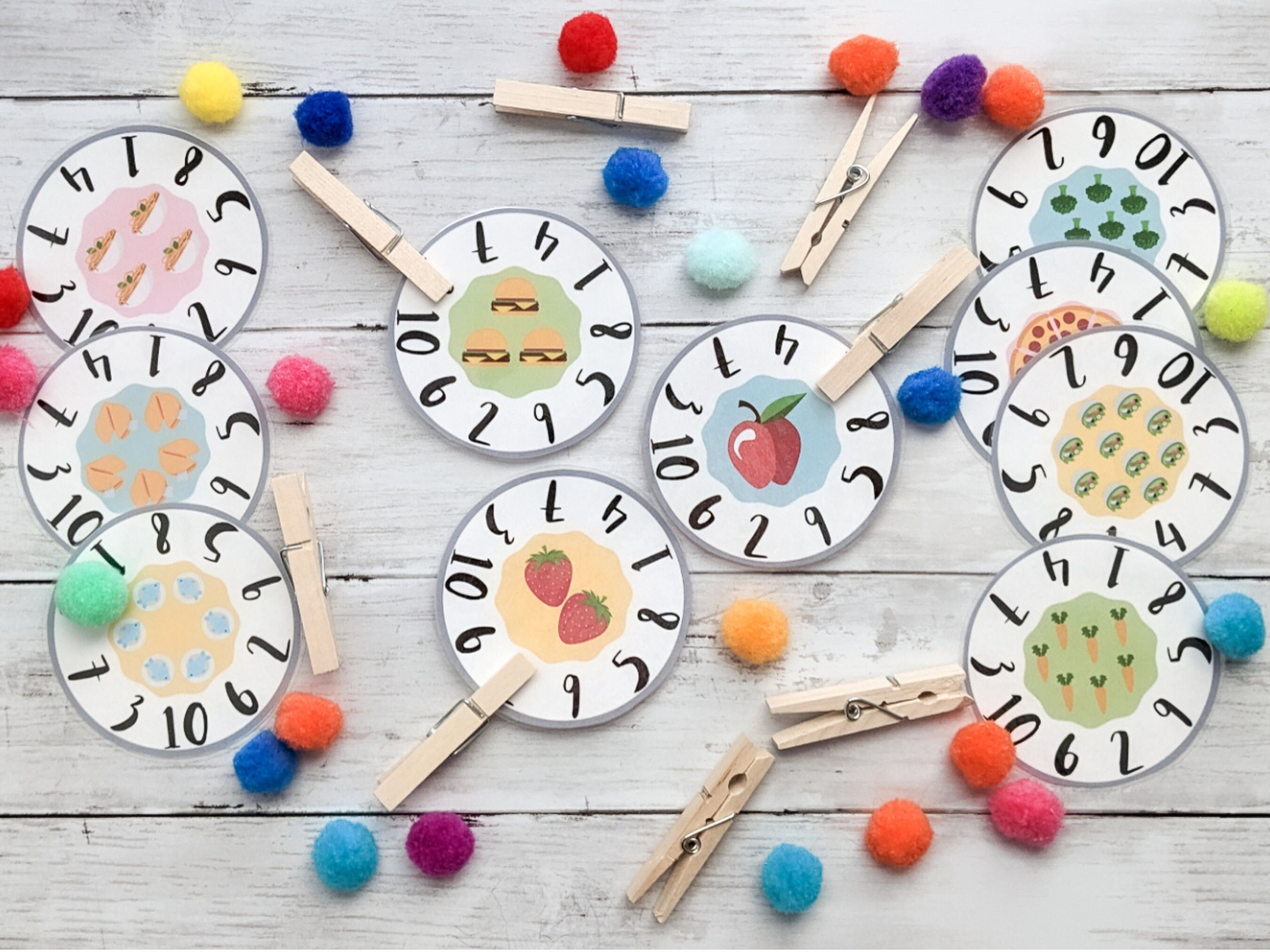 Food Themed Counting Clip Cards - Preschool, Fine Motor, Number ...