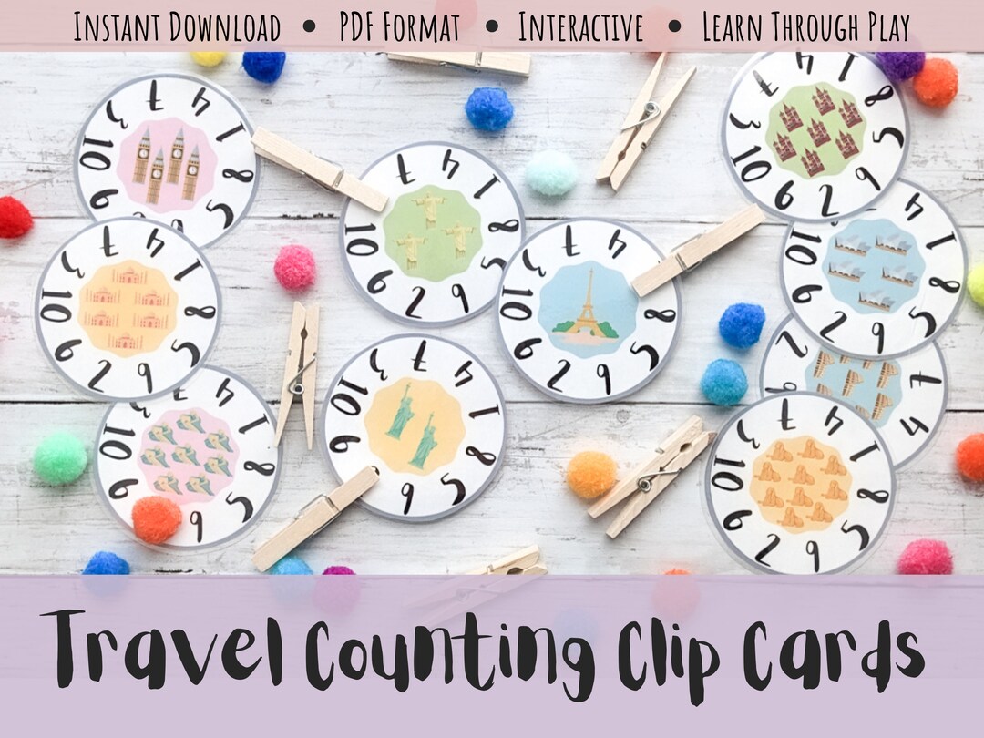 Travel Themed Counting Clip Cards - Preschool, Homeschool, Number ...