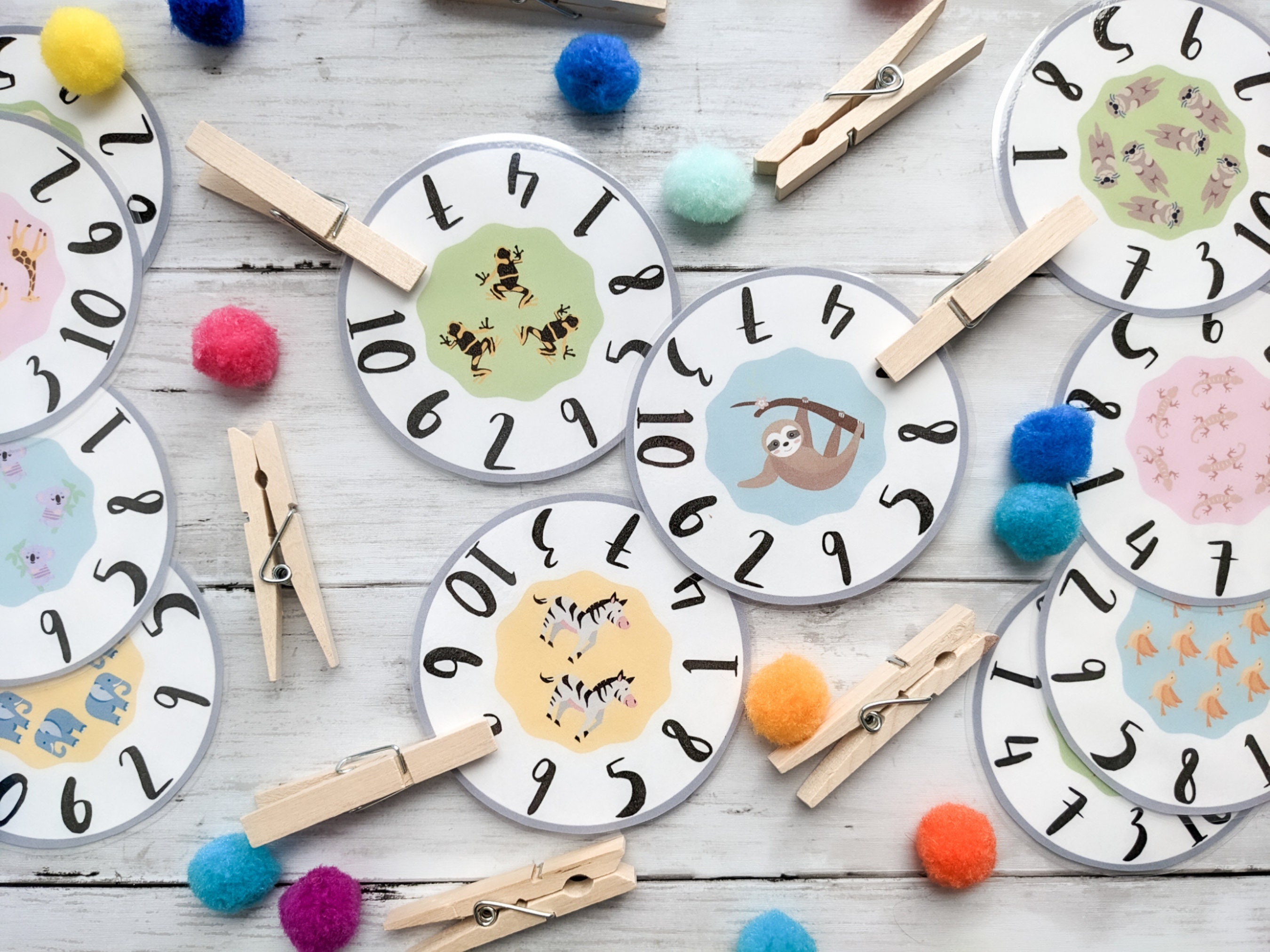 Animal Themed Counting Clip Cards Preschool, Homeschool, Number ...