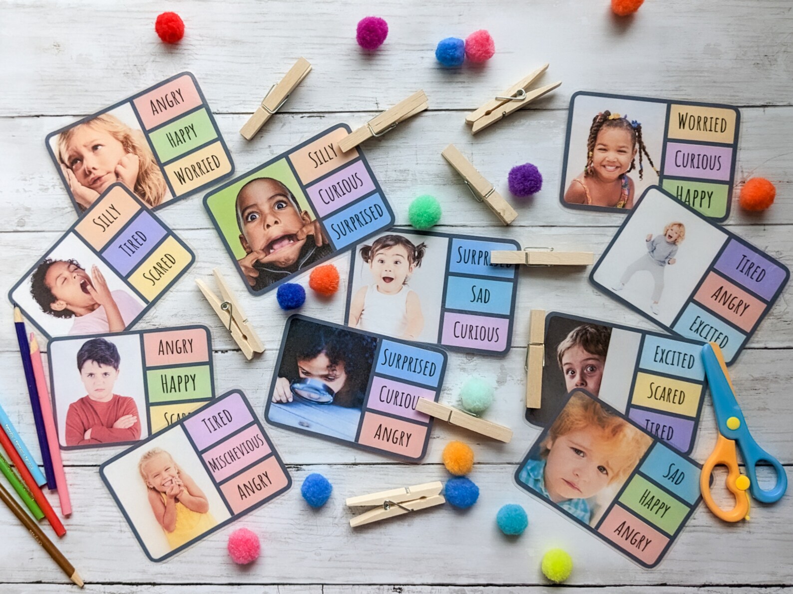 Learn About Emotions Clip Cards Preschool Kindergarten - Etsy