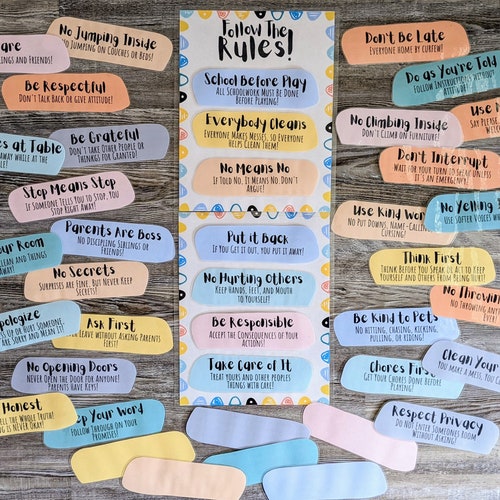 Rule Poster With Removable Rule Cards Classroom Homeschool - Etsy