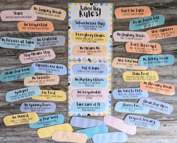 Rule Poster With Removable Rule Cards Classroom Homeschool - Etsy