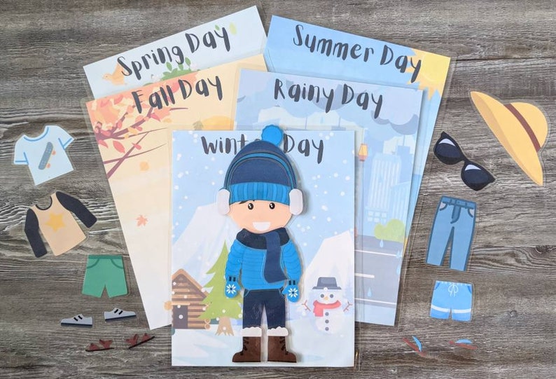 Seasons and Weather Clothing Activity Mats Printable - Etsy
