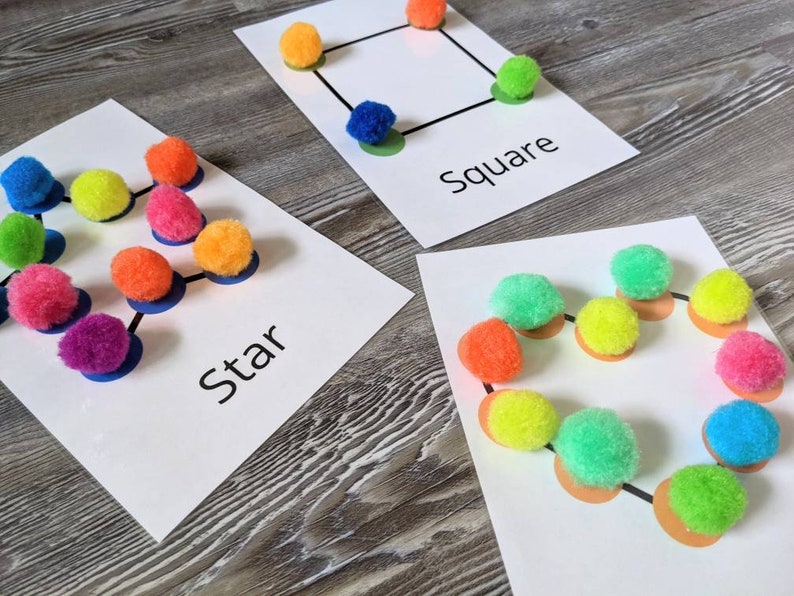 Shape Pom Pom Mats Printable - Playdoh, Preschool Shapes, Toddler ...