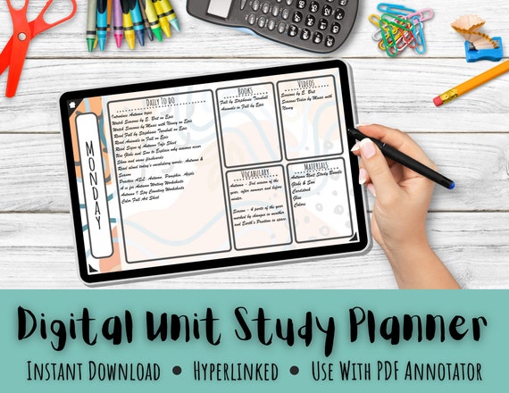Hyperlinked Digital Undated Unit Study Planner Weekly - Etsy