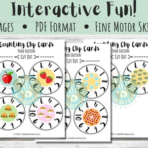 Food Themed Counting Clip Cards - Preschool, Fine Motor, Number ...