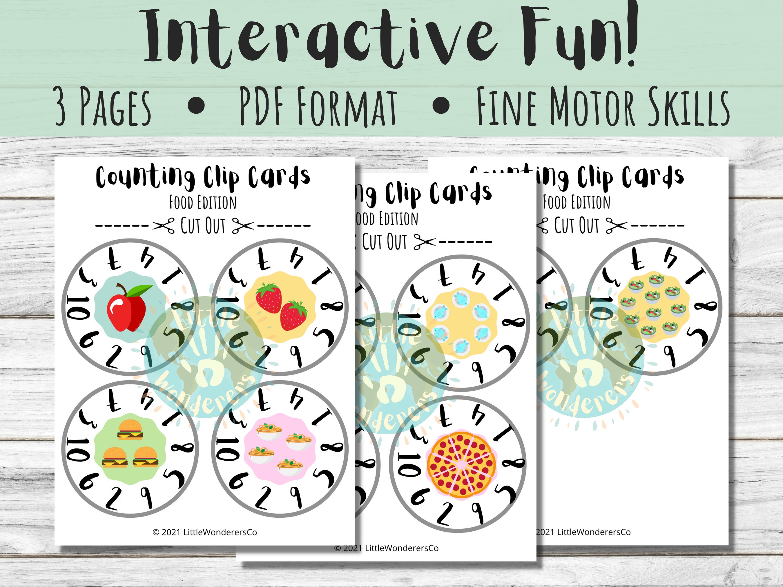 Food Themed Counting Clip Cards - Preschool, Fine Motor, Number ...