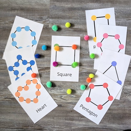 Shape Pom Pom Mats Printable Playdoh Preschool Shapes - Etsy