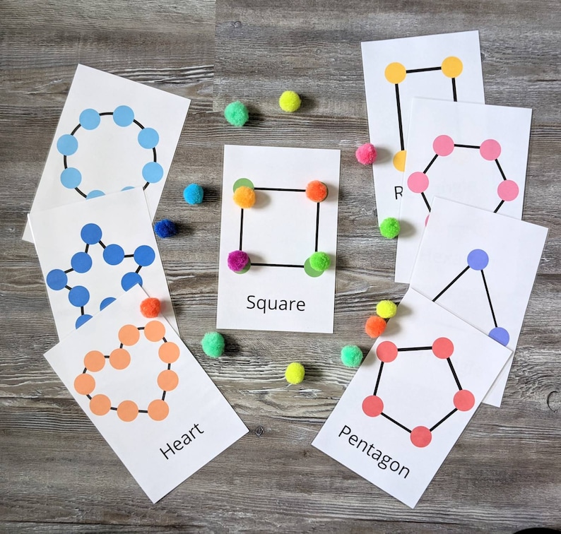 Shape Pom Pom Mats Printable Playdoh Preschool Shapes - Etsy Canada