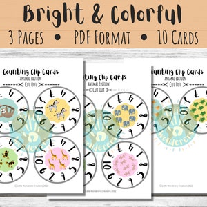 Animal Themed Counting Clip Cards - Preschool, Homeschool, Number ...