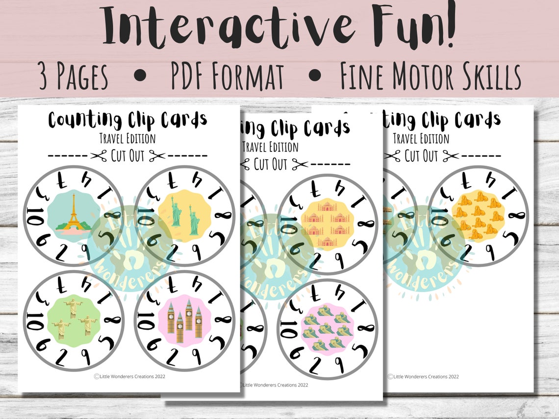 Travel Themed Counting Clip Cards Preschool, Homeschool, Number ...