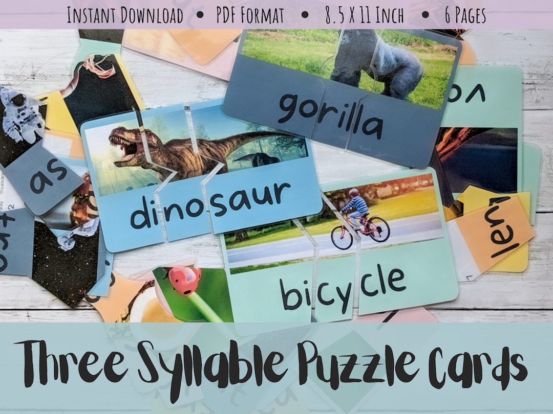 Three Syllable Word Puzzles - Homeschool, English, Language, Sounds ...