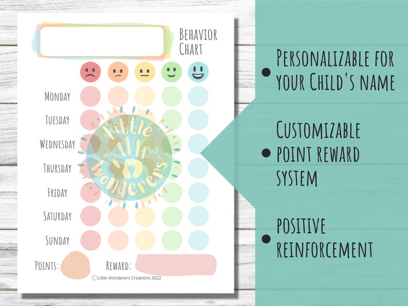 Personalizable Behavior Reward Chart Printable Homeschool - Etsy