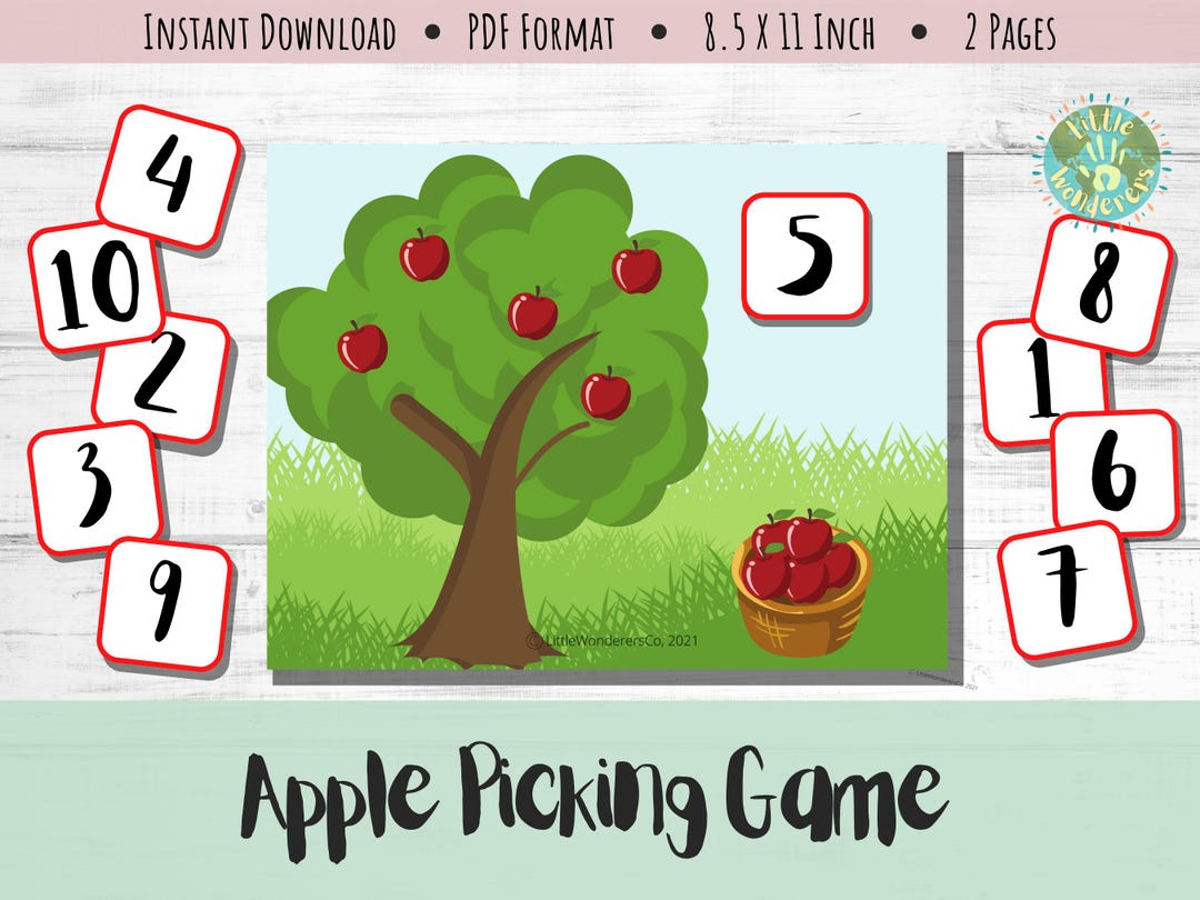 Apple Picking Counting Busy Book Activity Page Printable - Homeschool ...