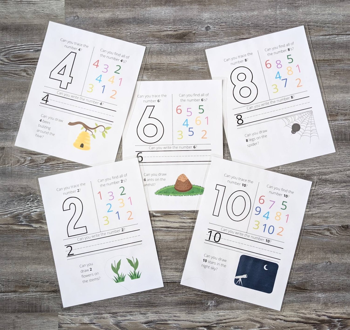 Number Worksheets Tracing Writing Number Recognition - Etsy
