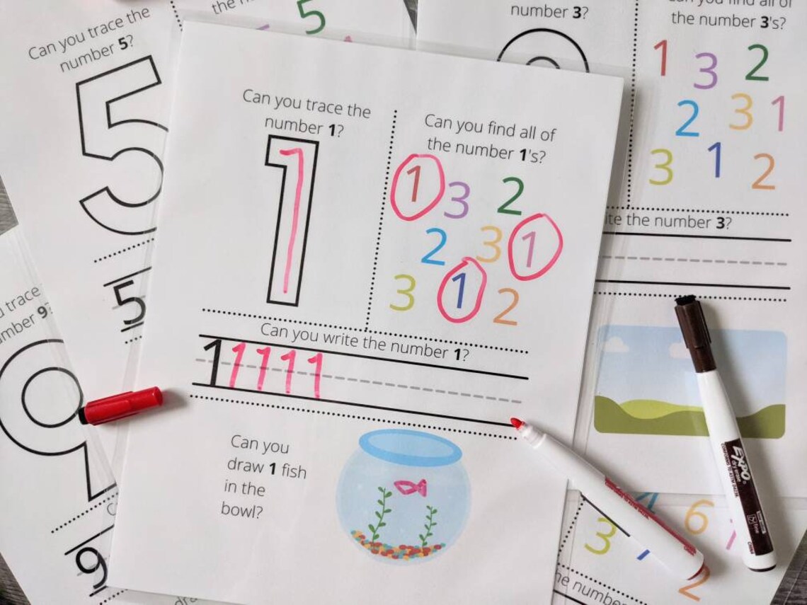 Number Worksheets Tracing Writing Number Recognition - Etsy