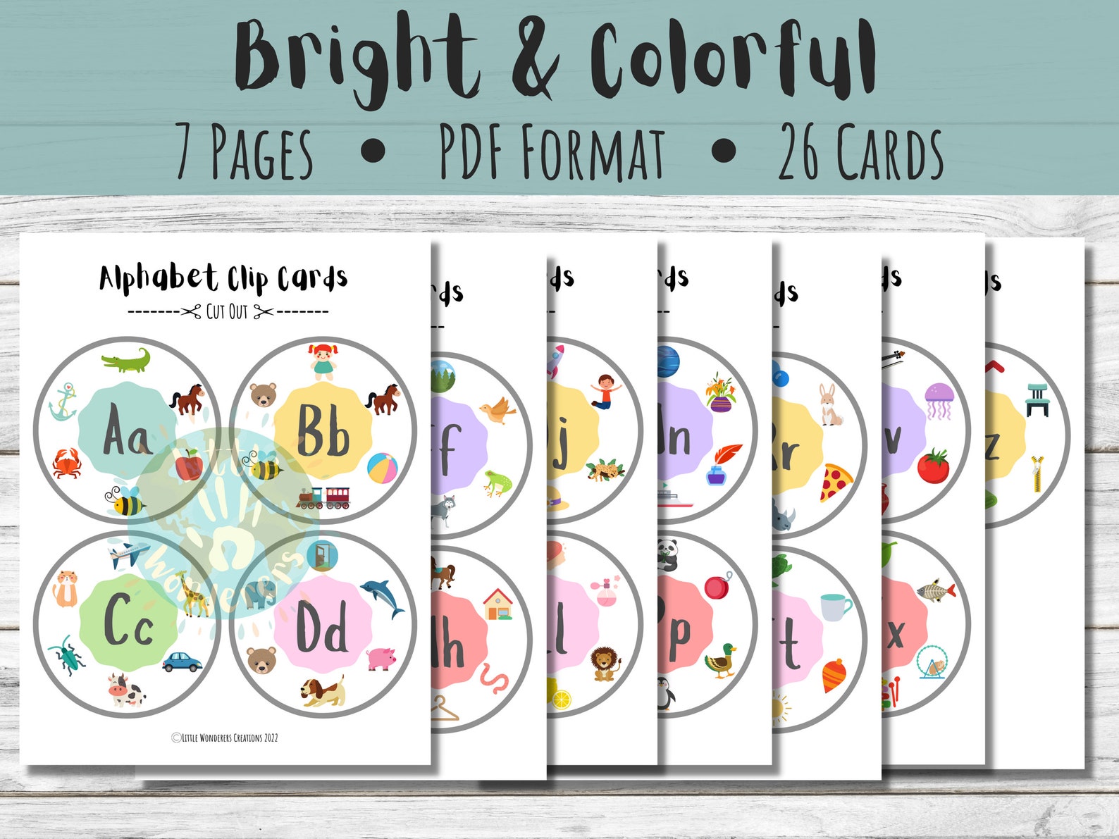 Alphabet Beginning Sounds Clip Cards Printable - Homeschool, Preschool ...