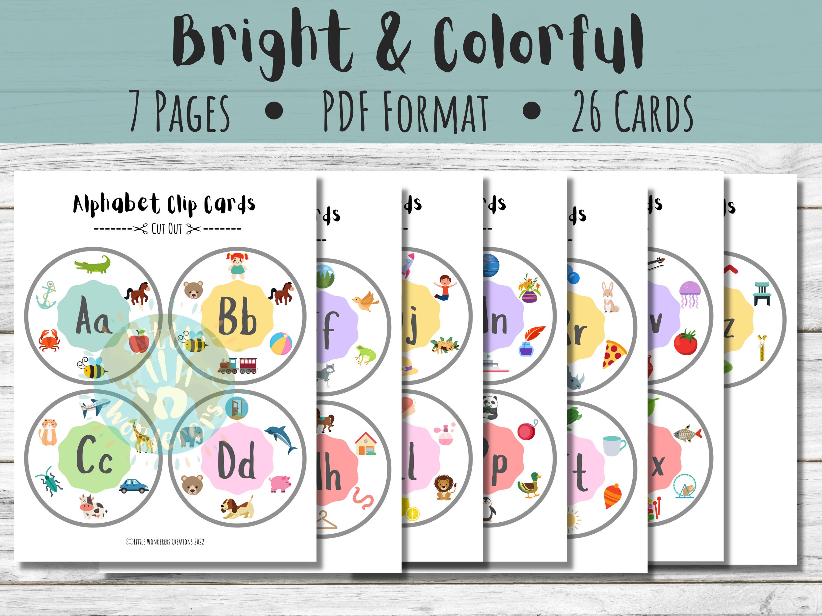 Alphabet Beginning Sounds Clip Cards Printable - Homeschool, Preschool ...