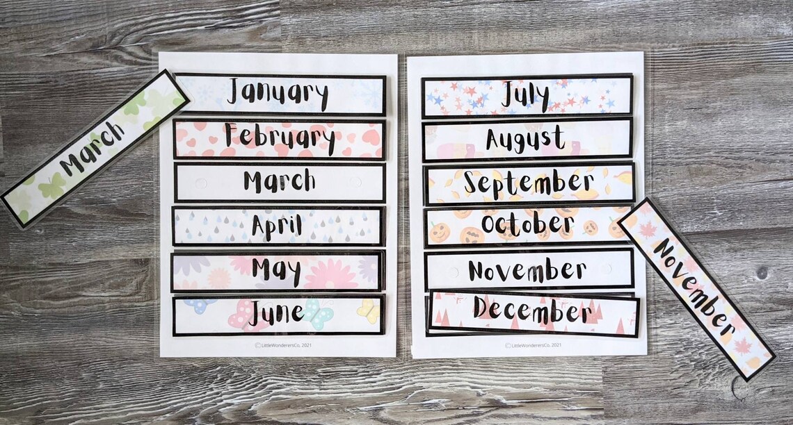 Rainbow Circle Time Wall Calendar Bundle Printable With - Etsy