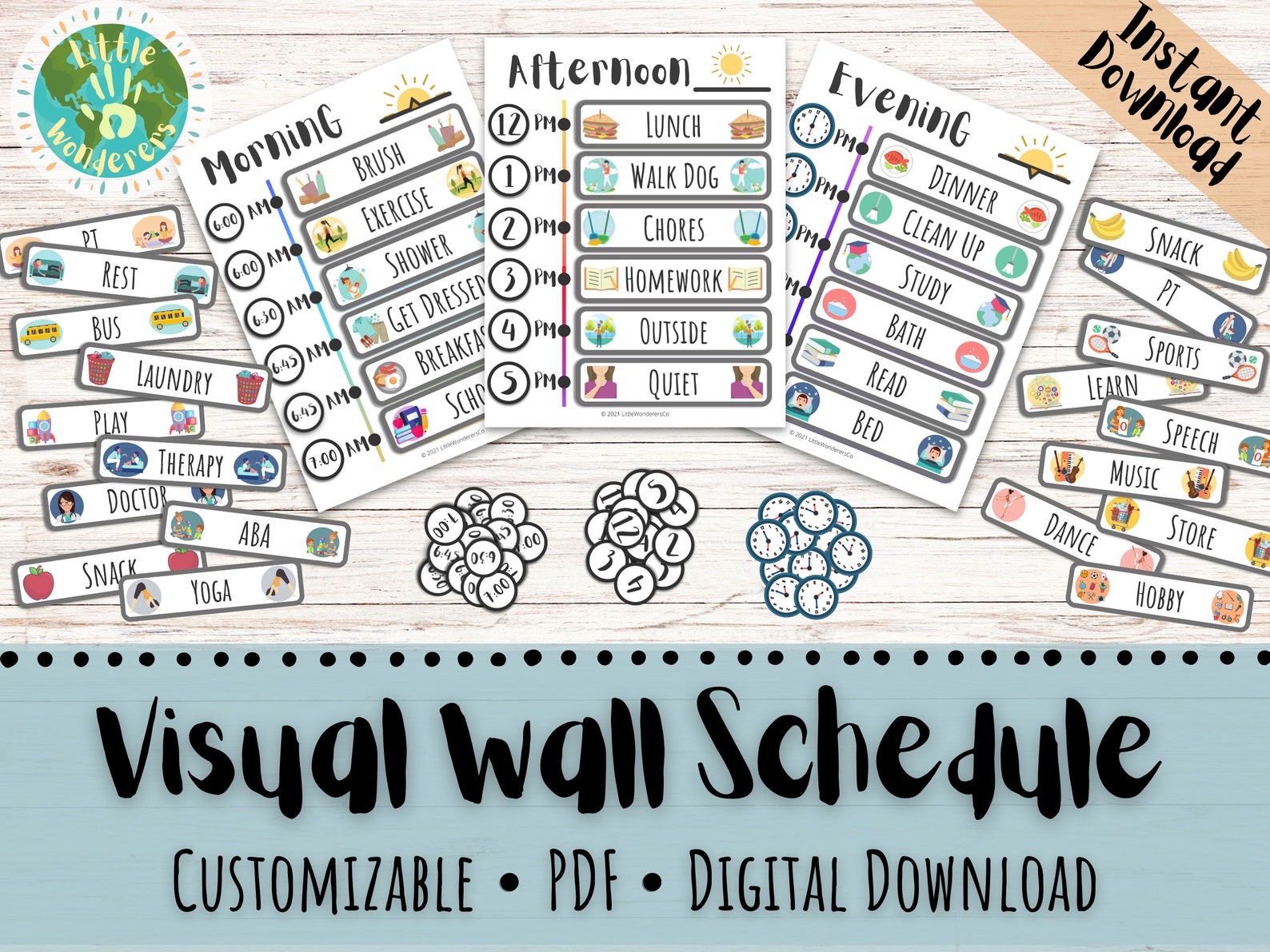 Customizable Visual Wall Schedule - Routine, Homeschool, Autism, Speech ...