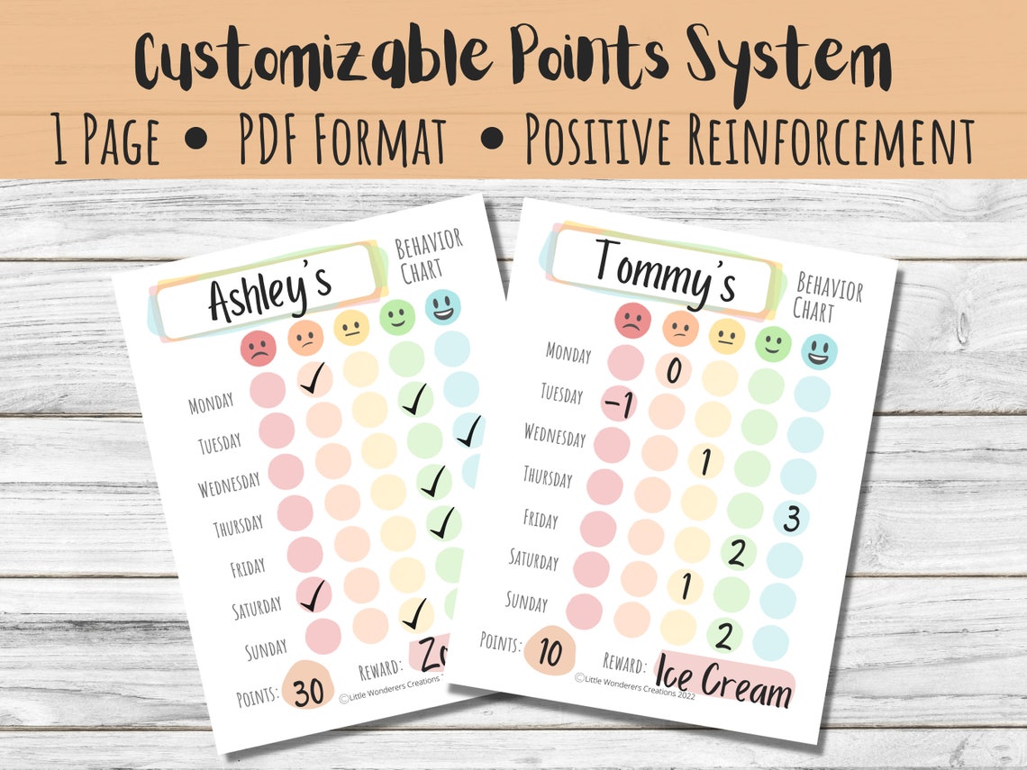 Personalizable Behavior Reward Chart Printable Homeschool - Etsy