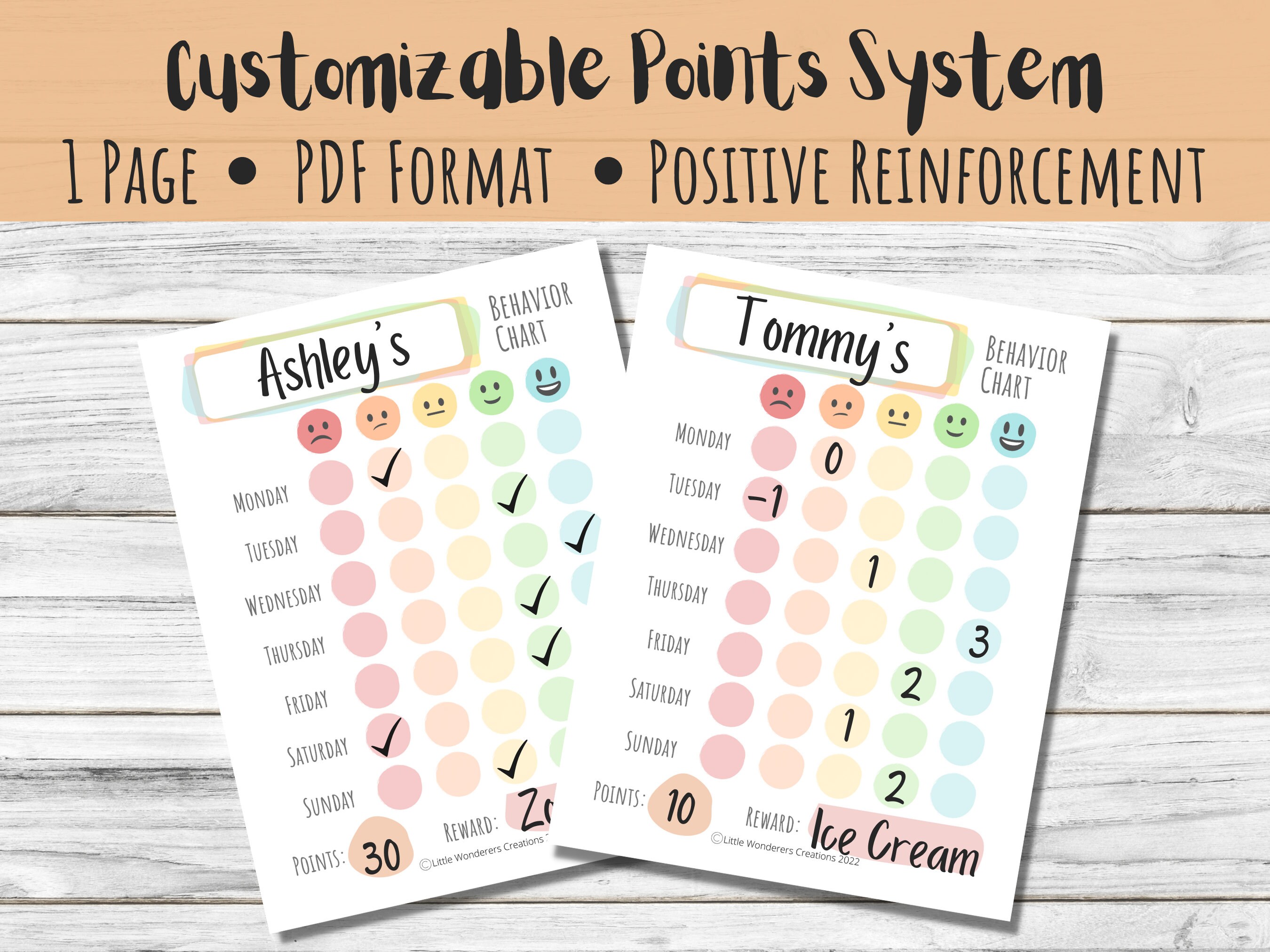 Personalizable Behavior Reward Chart Printable Homeschool - Etsy