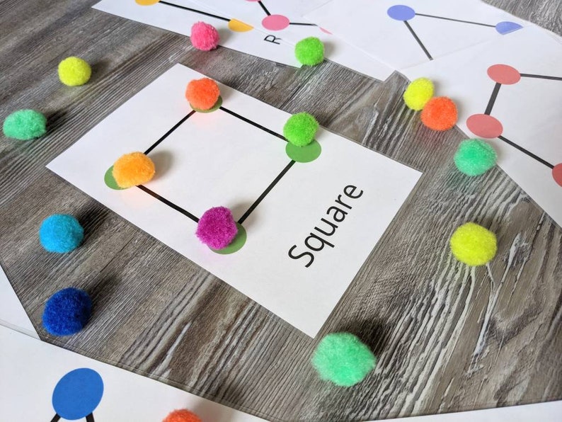 Shape Pom Pom Mats Printable - Playdoh, Preschool Shapes, Toddler ...