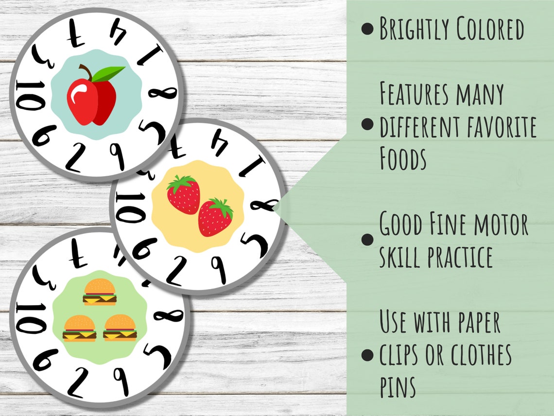 Food Themed Counting Clip Cards Preschool, Fine Motor, Number ...