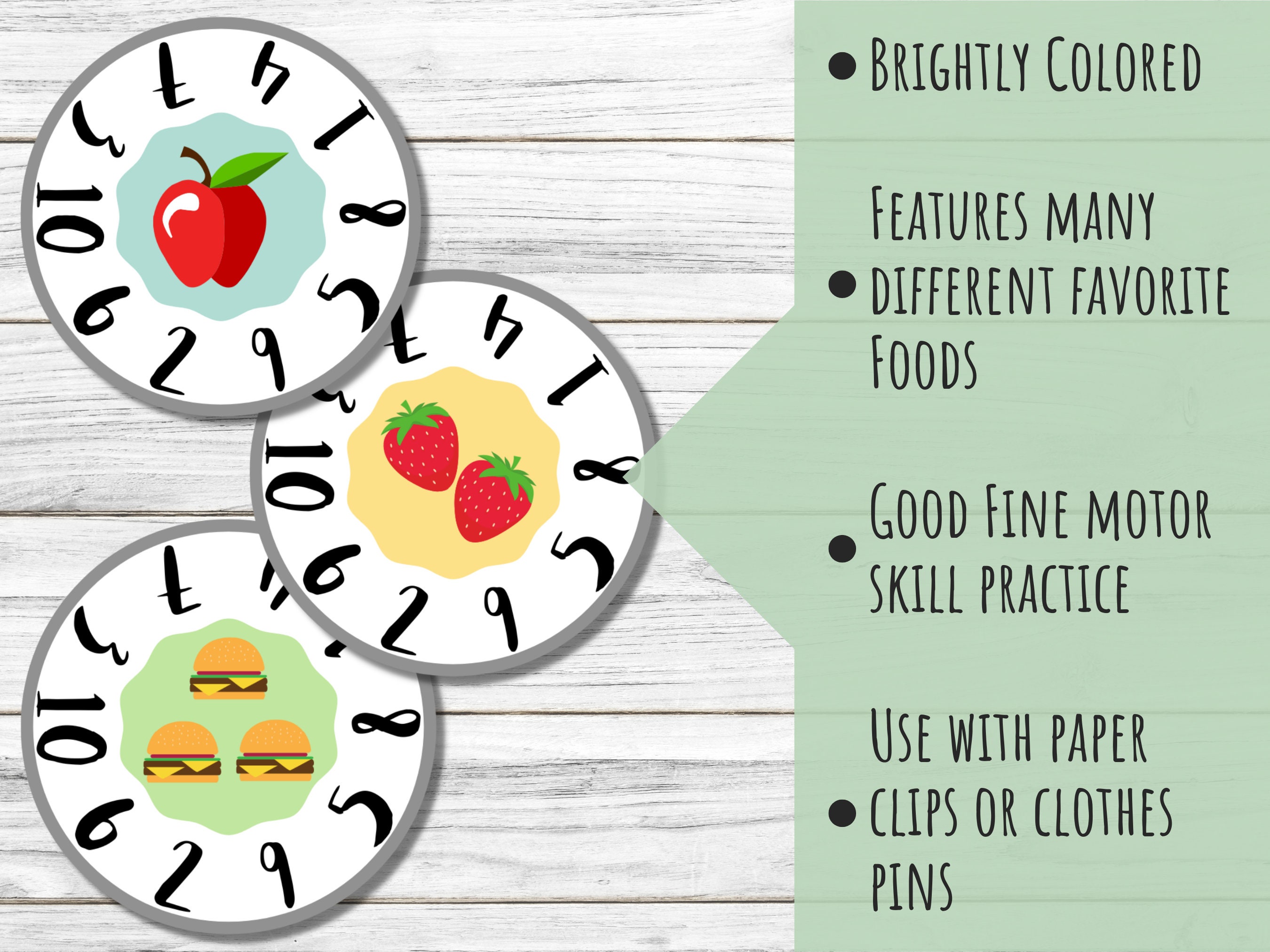 Food Themed Counting Clip Cards Preschool, Fine Motor, Number ...