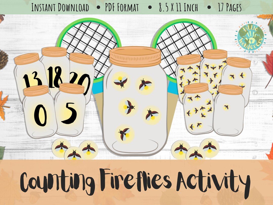 Counting Fireflies Activity Printable - Homeschool, Numbers, Preschool ...