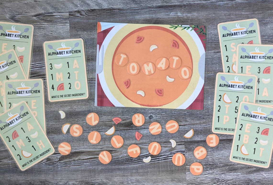Alphabet Soup Game Activity Counting Spelling Food | Etsy