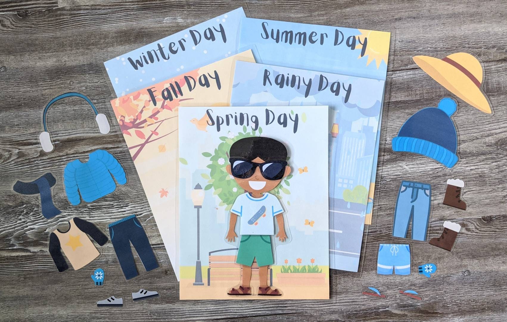 Seasons and Weather Clothing Activity Mats Printable - Etsy