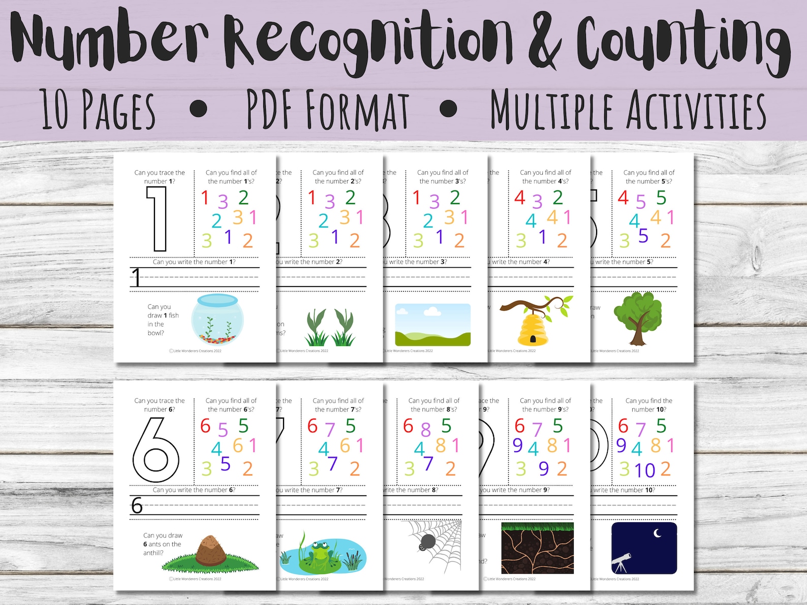 Number Worksheets Tracing, Writing, Number Recognition, Counting ...
