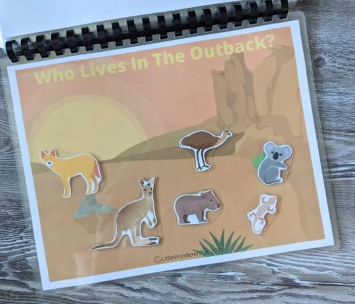 Outback Habitat Busy Book Activity Page Printable | Habitat, Animals ...