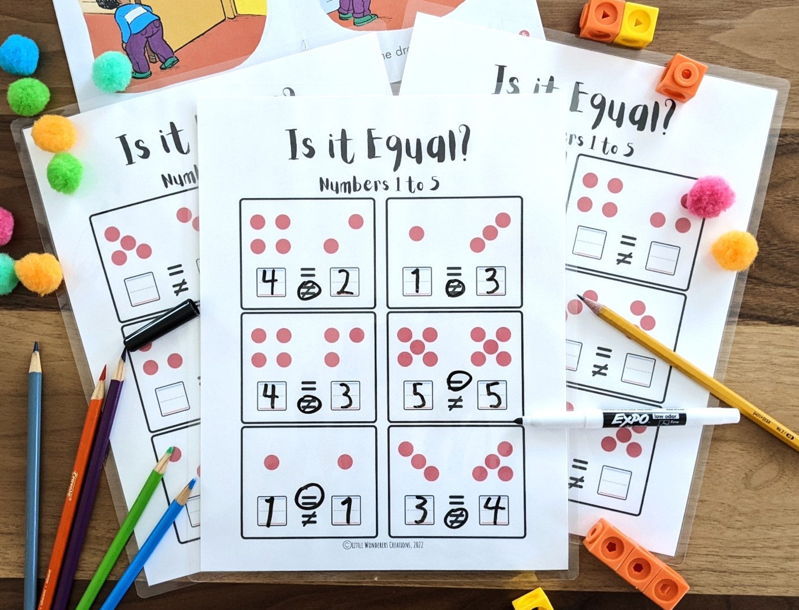 Is It Equal Number Counting Equal Value Worksheets Early - Etsy