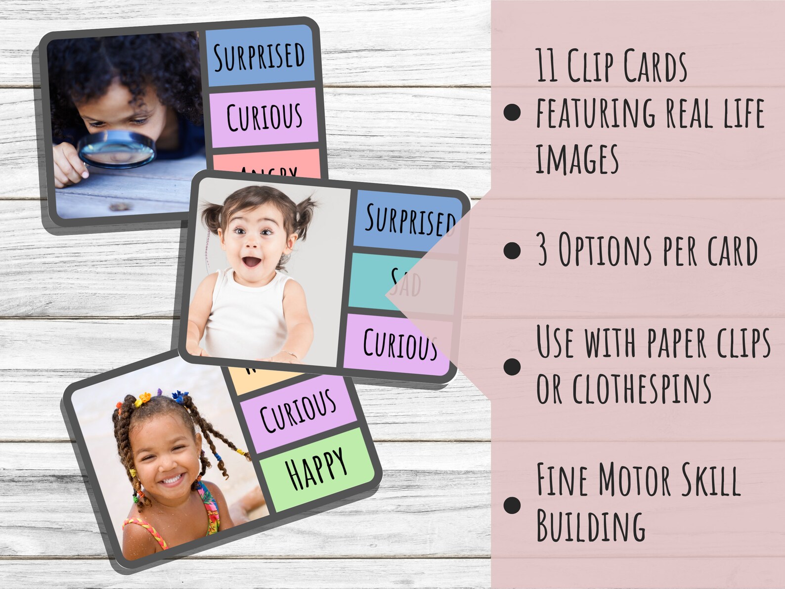 Learn About Emotions Clip Cards Preschool Kindergarten - Etsy