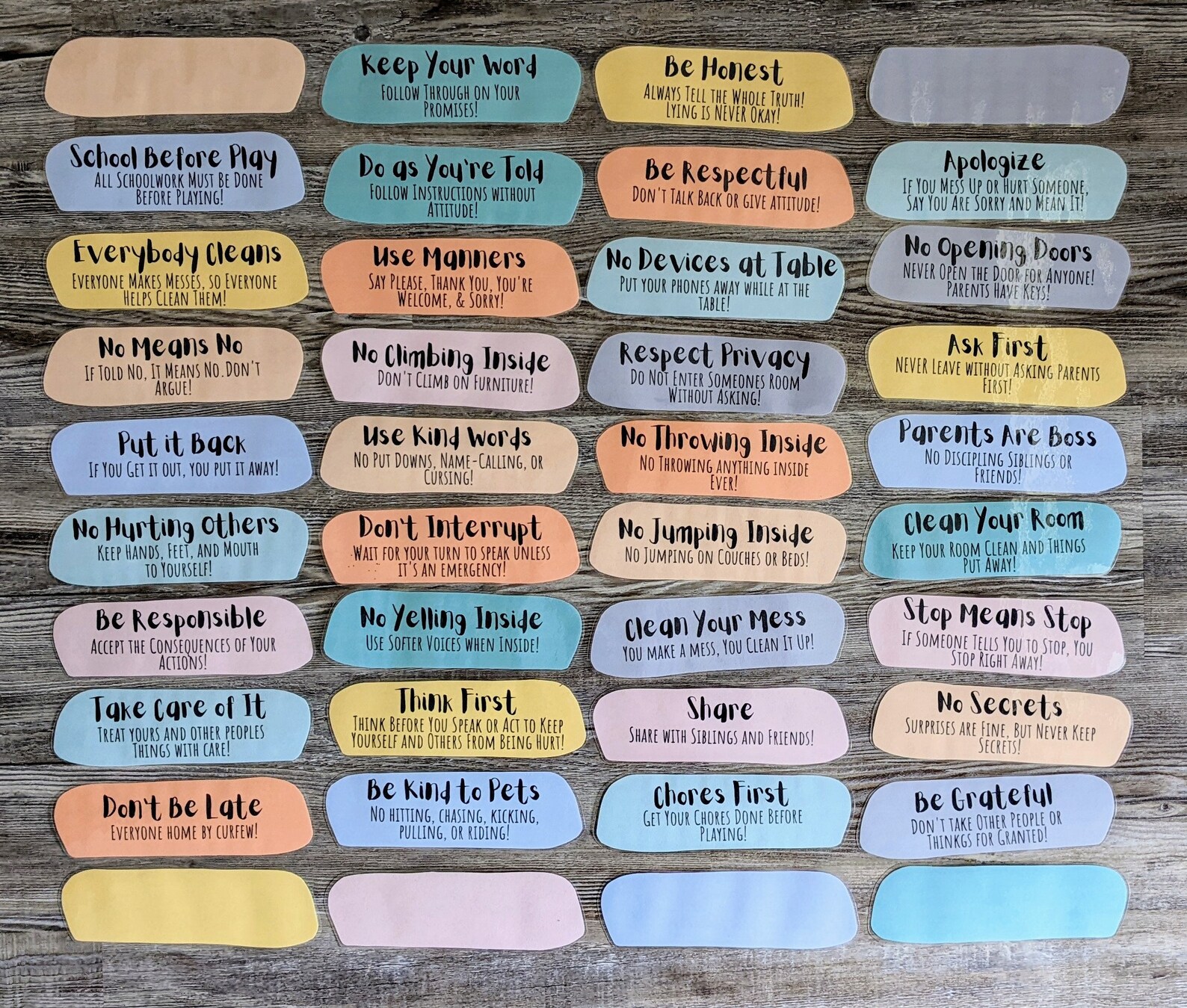 Rule Poster With Removable Rule Cards Classroom Homeschool - Etsy