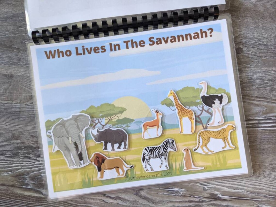 Savannah Habitat Busy Book Activity Printable African | Etsy