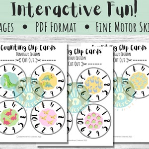 Dinosaur Themed Counting Clip Cards - Preschool, Fine Motor, Number ...