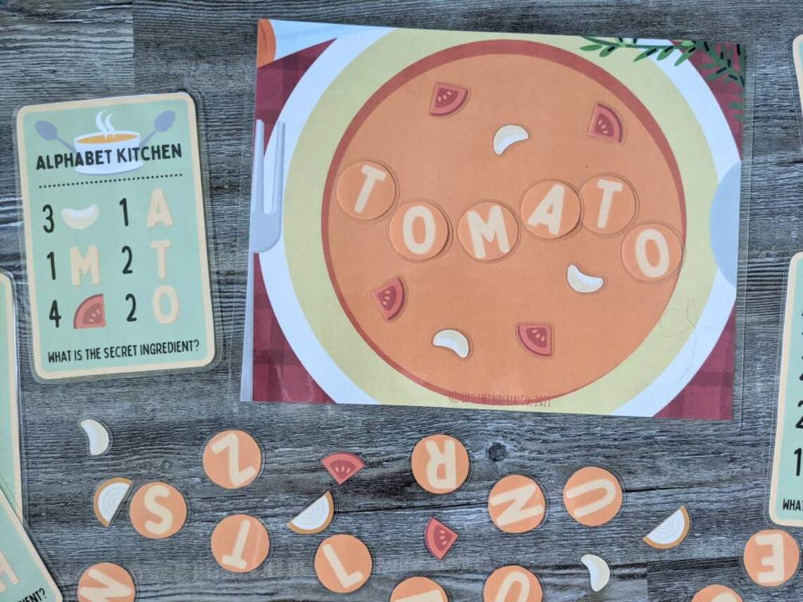 Alphabet Soup Game Activity Counting Spelling Food | Etsy